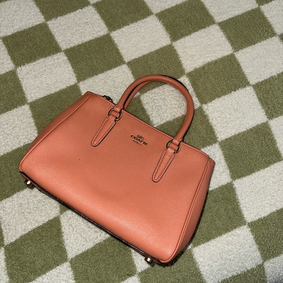 Coach | Bags | Coach Cross Grain Leather Sally Carry All Handbag Peach ...
